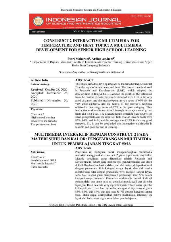 (PDF) Construct 2 Interactive Multimedia for Temperature and Heat Topic: A Multimedia ...