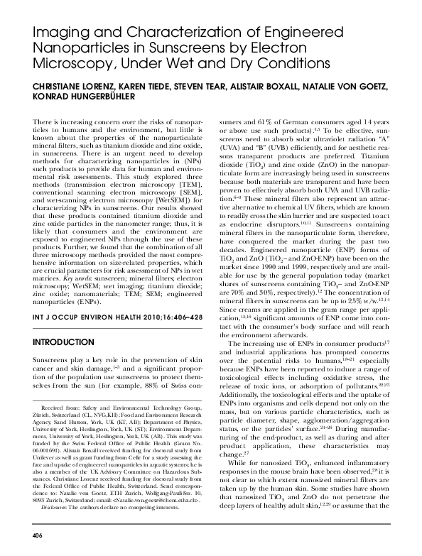 (PDF) Imaging and characterization of engineered nanoparticles in ...