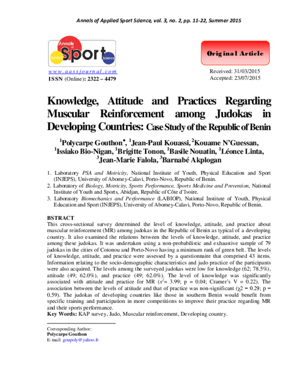 (PDF) Knowledge, Attitude and Practices Regarding Muscular ...