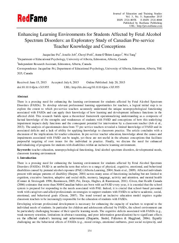 (PDF) Enhancing Learning Environments for Students Affected by Fetal ...