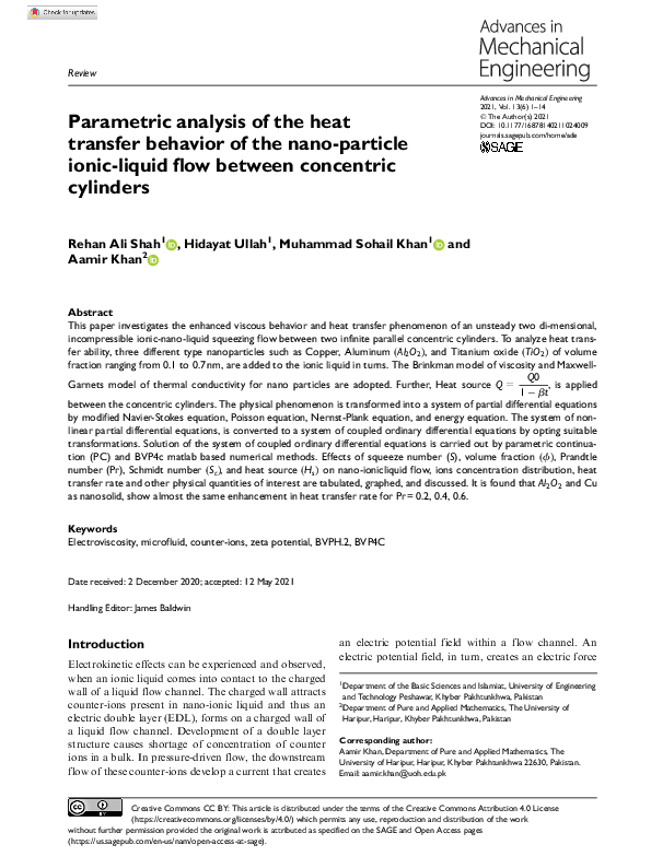 (PDF) Parametric analysis of the heat transfer behavior of the nano-particle ionic-liquid flow ...