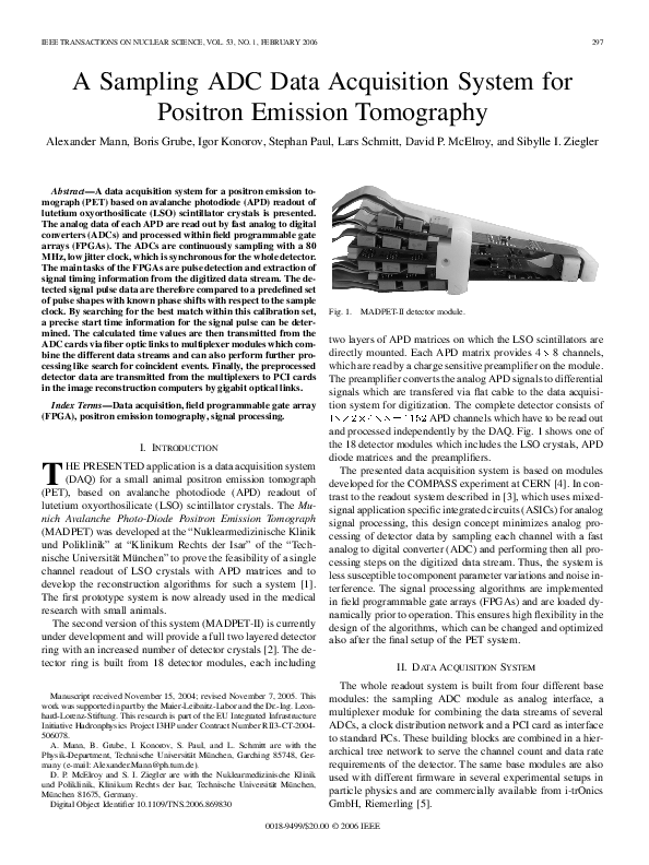 A sampling ADC data acquisition system for positron emission tomography