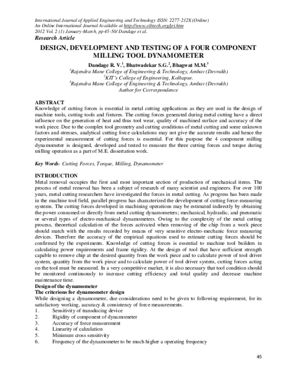 (PDF) Design, Development and Testing of a Four Component Milling Tool ...