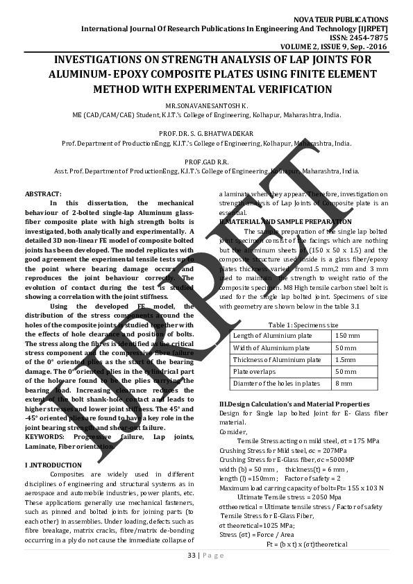 (PDF) Investigations On Strength Analysis Of Lap Joints For Aluminum ...