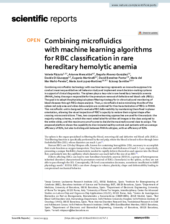 Pdf Combining Microfluidics With Machine Learning Algorithms For Rbc