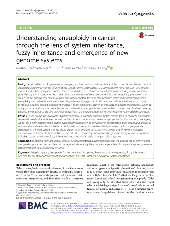 (PDF) Understanding aneuploidy in cancer through the lens of system ...