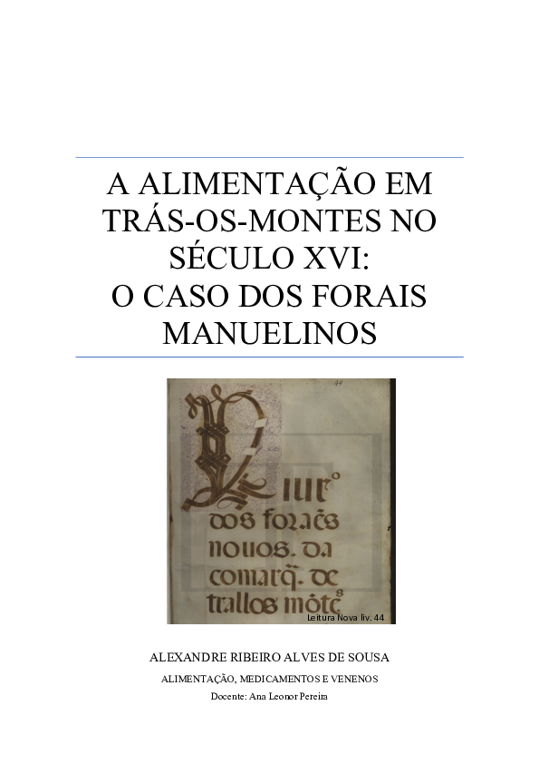 (PDF) A Alimentação em Trás-os-Montes no Século XVI: o caso dos forais ...