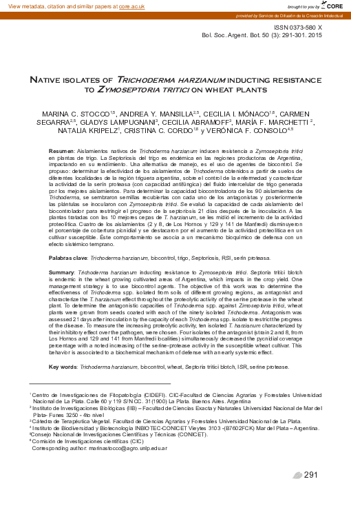 (PDF) Aislamientos nativos de Trichoderma harzianum inducen resistencia a Zymoseptoria tritici ...