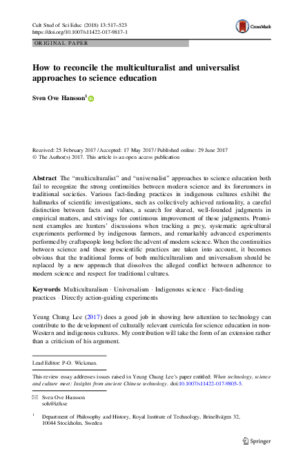 (PDF) How to reconcile the multiculturalist and universalist approaches ...