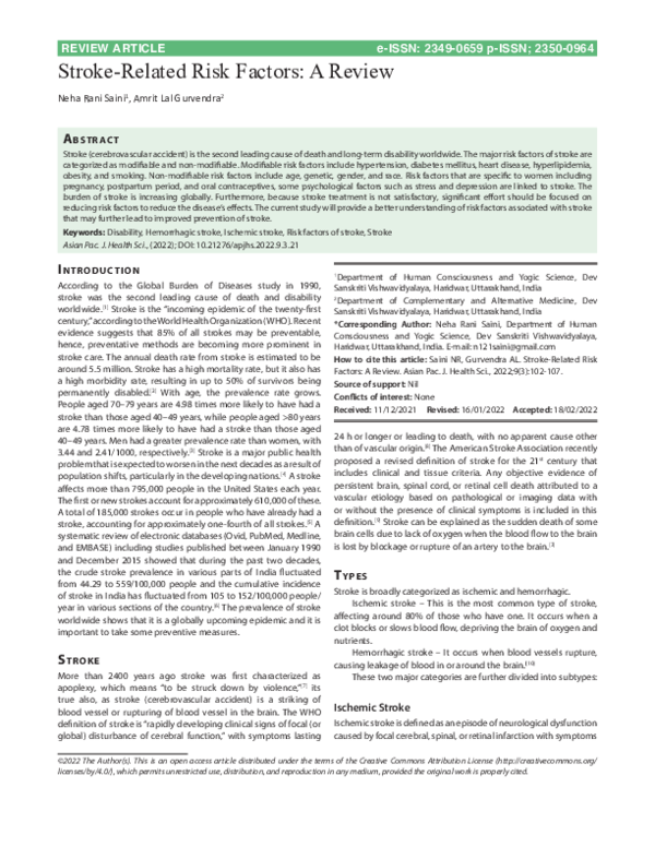 (PDF) Stroke-Related Risk Factors: A Review