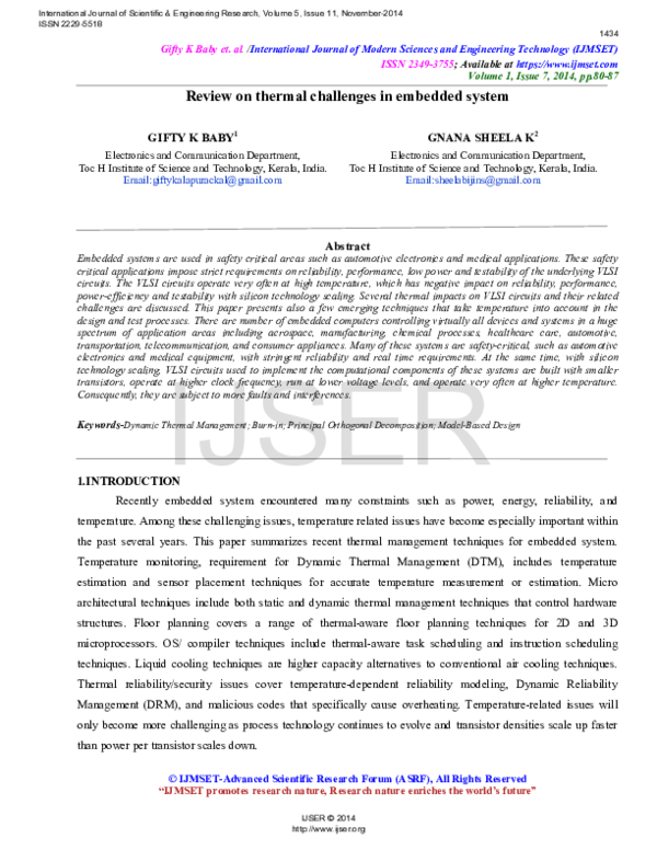 (PDF) Review on thermal challenges in embedded system