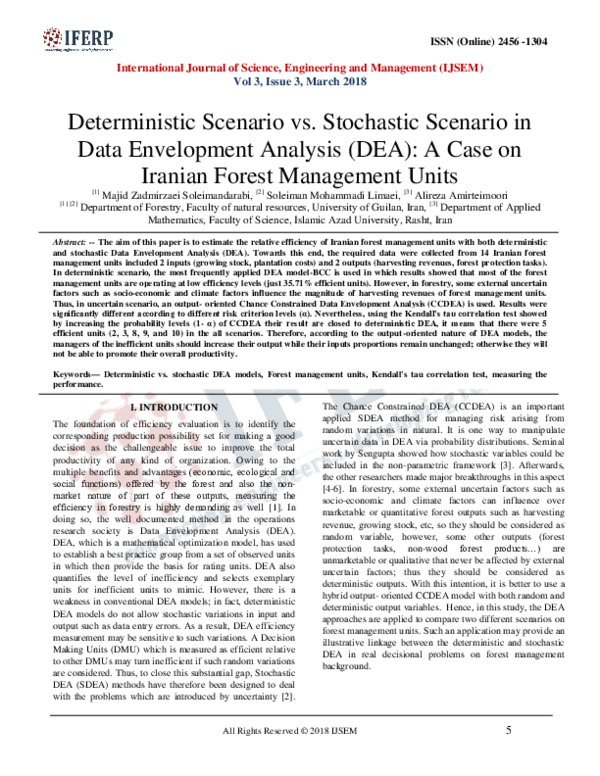 (PDF) Deterministic Scenario vs. Stochastic Scenario in Data Envelopment Analysis (DEA) : A Case ...