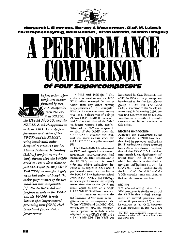 (PDF) A performance comparison of four supercomputers