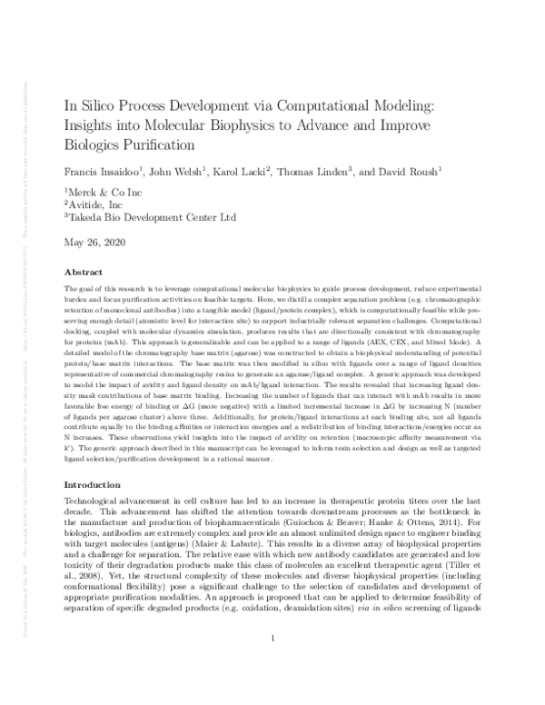 (PDF) In Silico Process Development via Computational Modeling ...