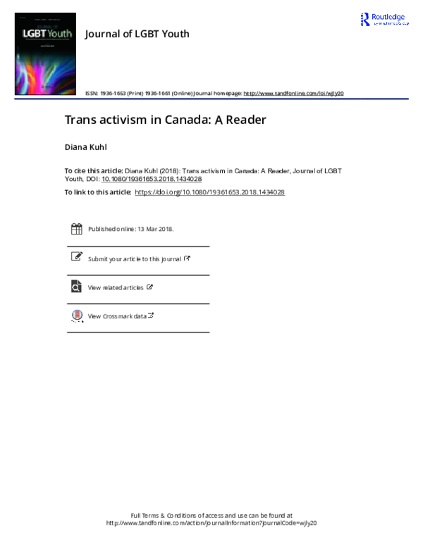 (PDF) Trans activism in Canada: A Reader