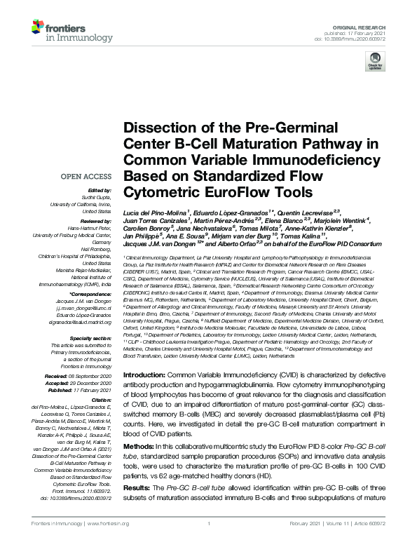 (PDF) Dissection of the Pre-Germinal Center B-Cell Maturation Pathway ...