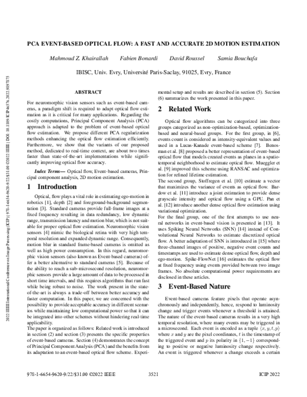 Pdf Pca Event Based Optical Flow A Fast And Accurate 2d Motion