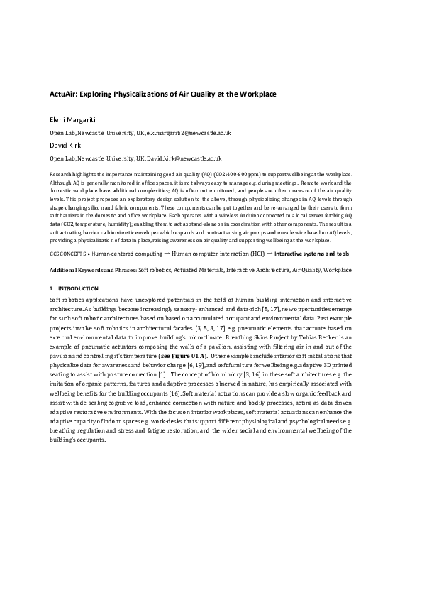 (PDF) ActuAir: Exploring Physicalizations of Air Quality at the Workplace