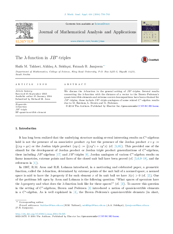 (PDF) The λ-function in -triples