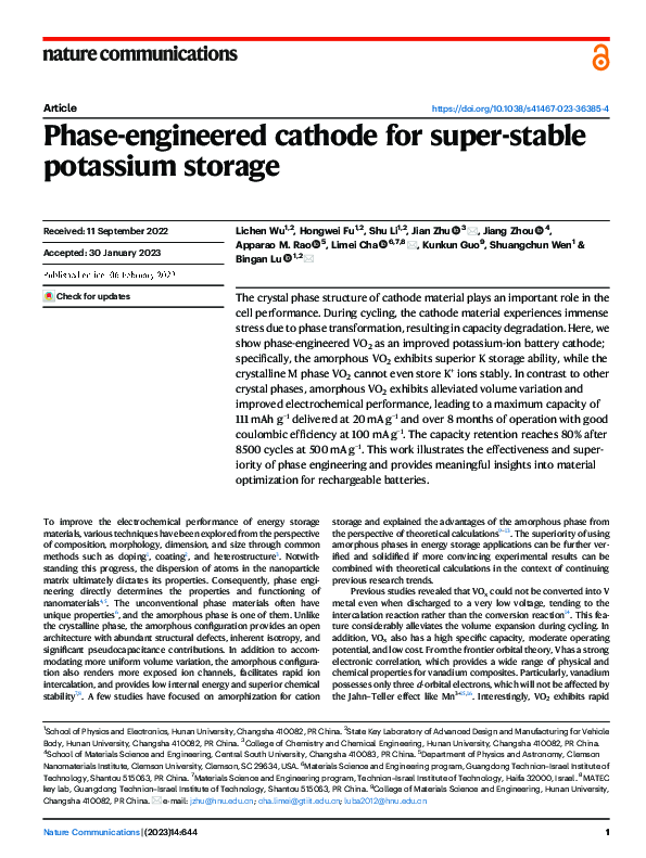 (PDF) Phase-engineered cathode for super-stable potassium storage