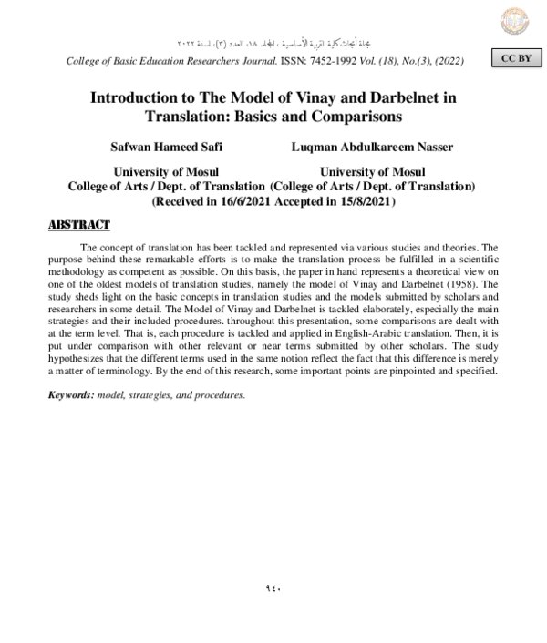 (PDF) Introduction to The Model of Vinay and Darbelnet in Translation ...