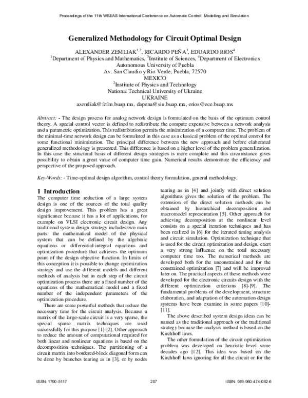 Pdf Generalized Methodology For Circuit Optimal Design