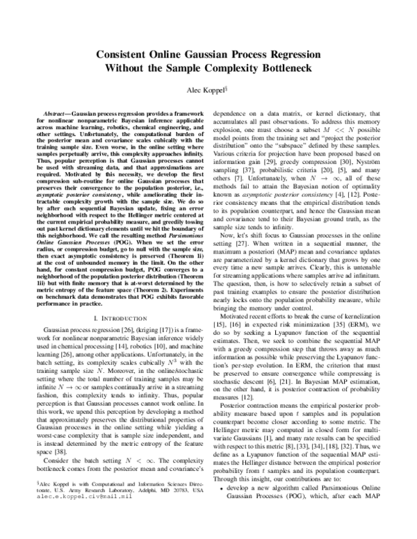 (PDF) Consistent Online Gaussian Process Regression Without the Sample Complexity Bottleneck