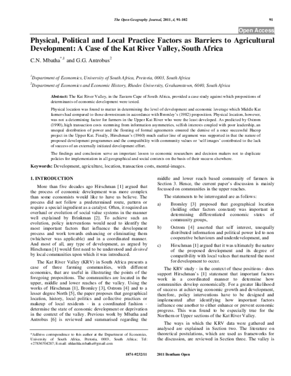 (PDF) Physical, Political and Local Practice Factors as Barriers to ...