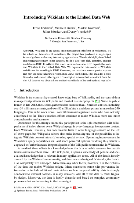Introducing Wikidata to the Linked Data Web