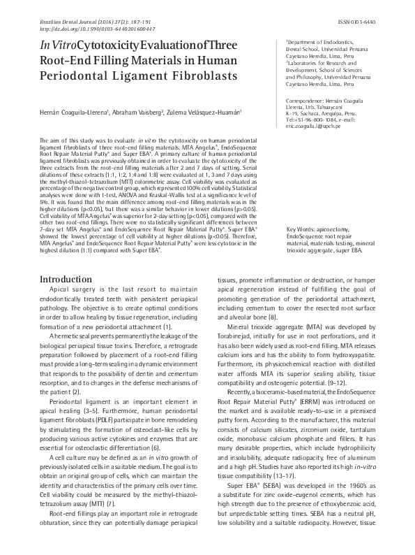 (PDF) In Vitro Cytotoxicity Evaluation of Three Root-End Filling ...