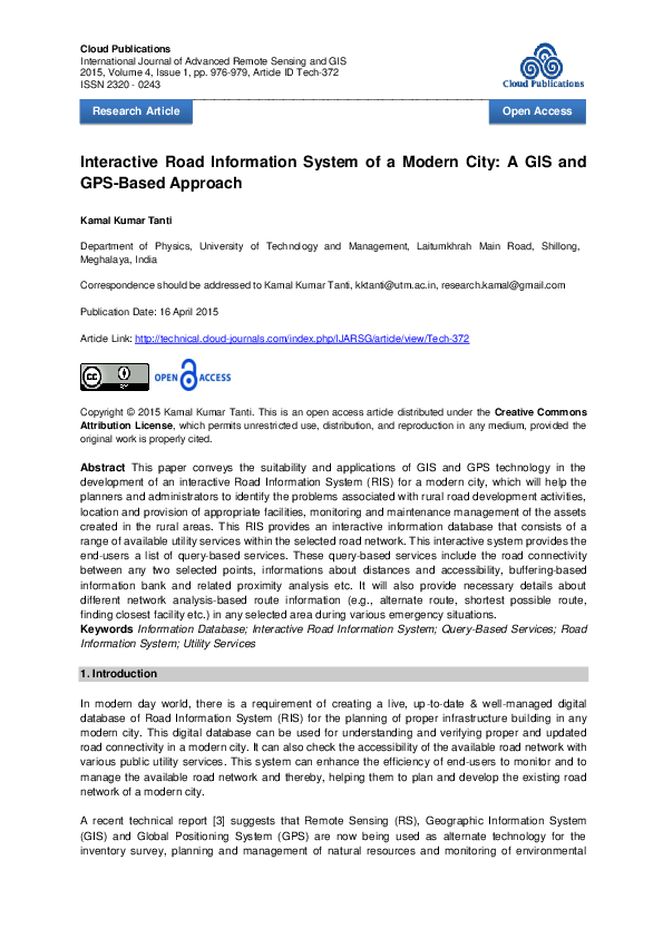 (PDF) Interactive Road Information System of a Modern City: A GIS and ...