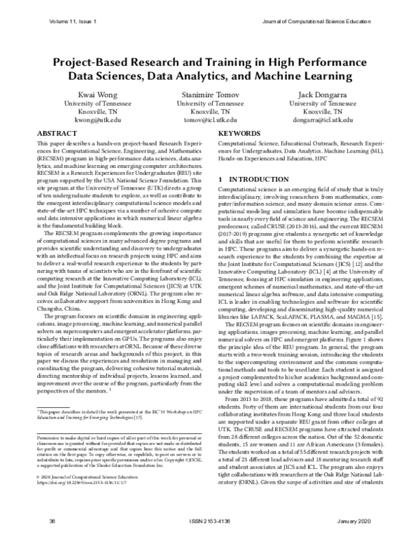 (PDF) Project-Based Research and Training in High Performance Data ...