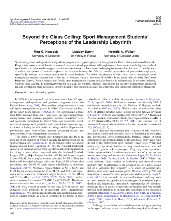(PDF) Beyond the Glass Ceiling: Sport Management Students’ Perceptions ...