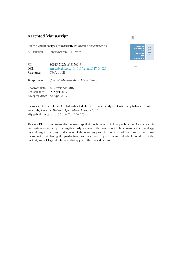 Pdf Finite Element Analysis Of Internally Balanced Elastic Materials H Demirkoparan