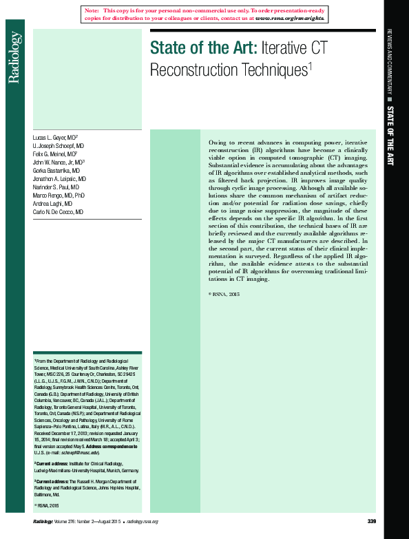 Pdf State Of The Art Iterative Ct Reconstruction Techniques