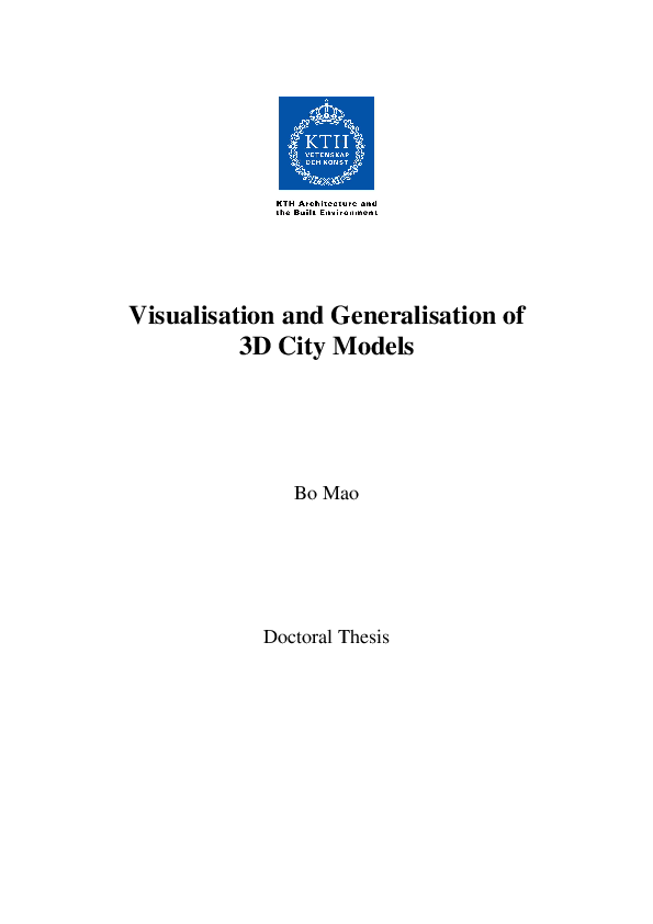 Pdf A Multiple Representation Data Structure For Dynamic Visualisation Of Generalised 3d City