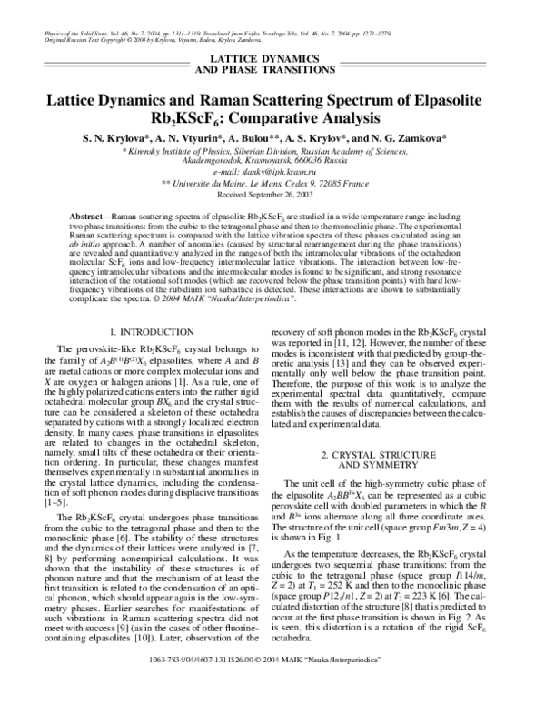 (PDF) Lattice dynamics and Raman scattering spectrum of elpasolite ...