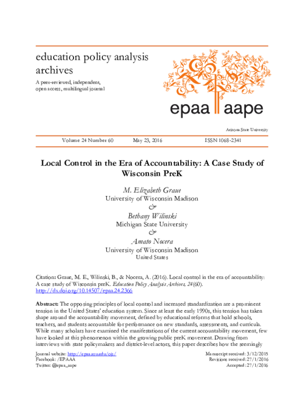 (PDF) Local control in the era of accountability: A case study of ...