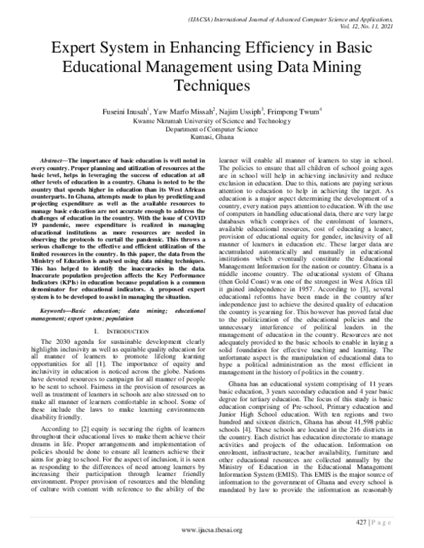 (PDF) Agile Neural Expert System for Managing Basic Education