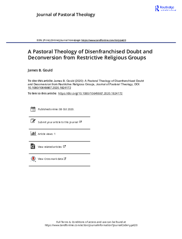 (PDF) A Pastoral Theology of Disenfranchised Doubt and Deconversion ...