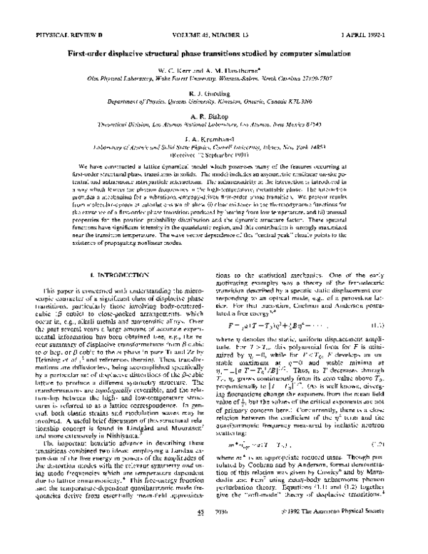 (PDF) First-order displacive structural phase transitions studied by computer simulation