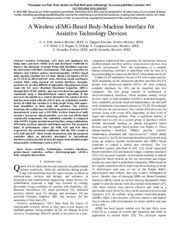 (PDF) Wireless sEMG-Based Body–Machine Interface for Assistive ...