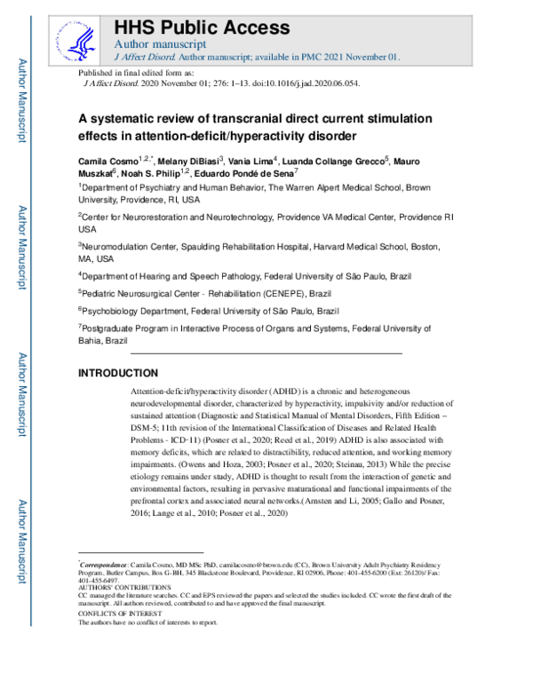 (PDF) A Systematic Review of Transcranial Direct Current Stimulation ...