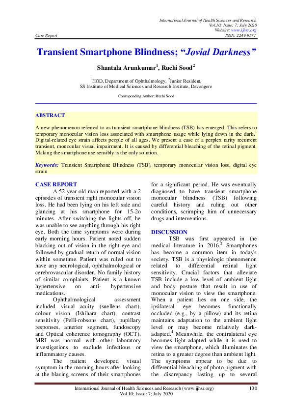 (PDF) Transient Smartphone Blindness “Jovial Darkness”