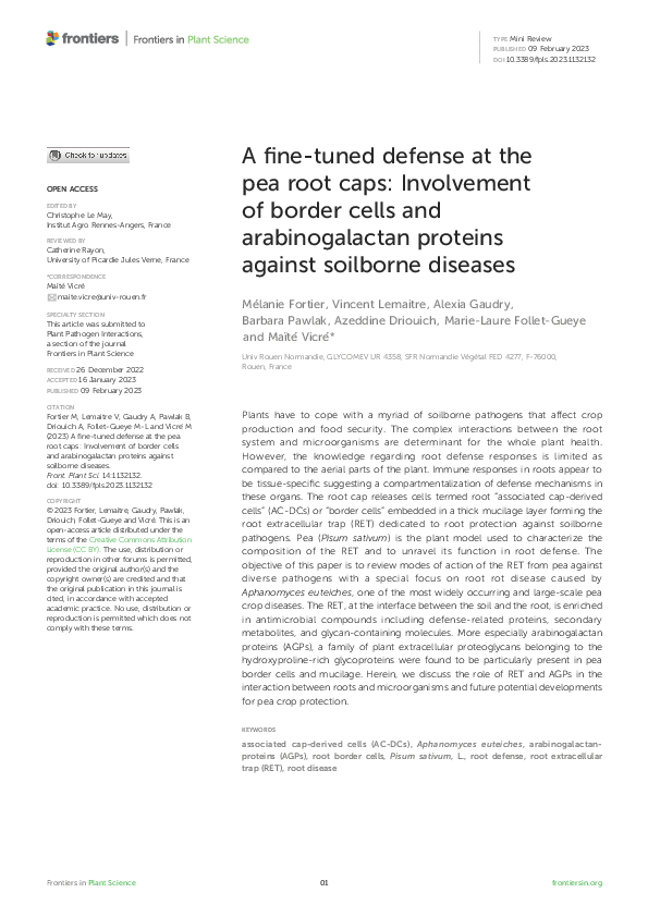 (PDF) A fine-tuned defense at the pea root caps: Involvement of border ...