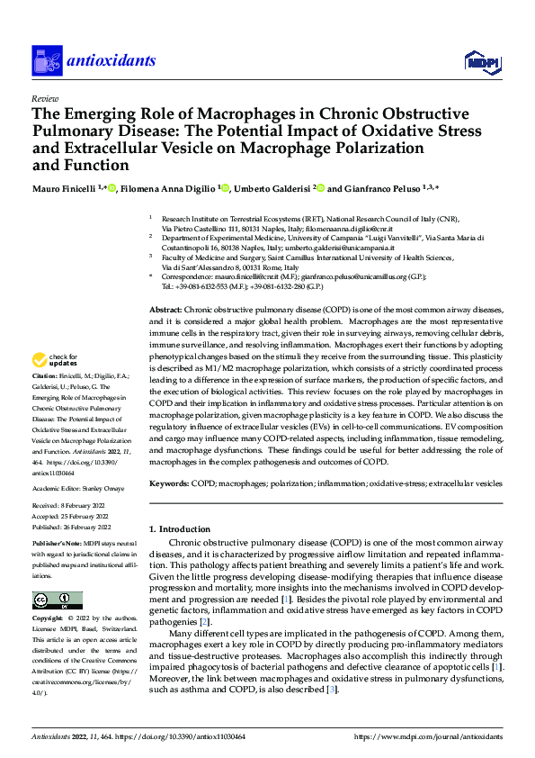 (PDF) The Emerging Role of Macrophages in Chronic Obstructive Pulmonary Disease: The Potential ...