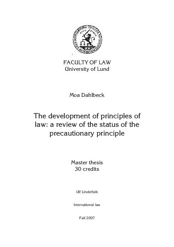 (PDF) The development of principles of law: a review of the status of ...