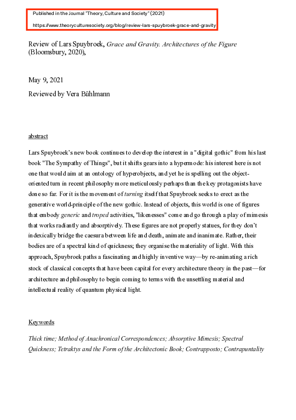 (PDF) Review: Lars Spuybroek, "Grace and Gravity, Architectures of the ...