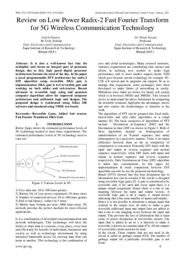 (PDF) Review on Low Power Radix-2 Fast Fourier Transform for 5G Wireless Communication ...