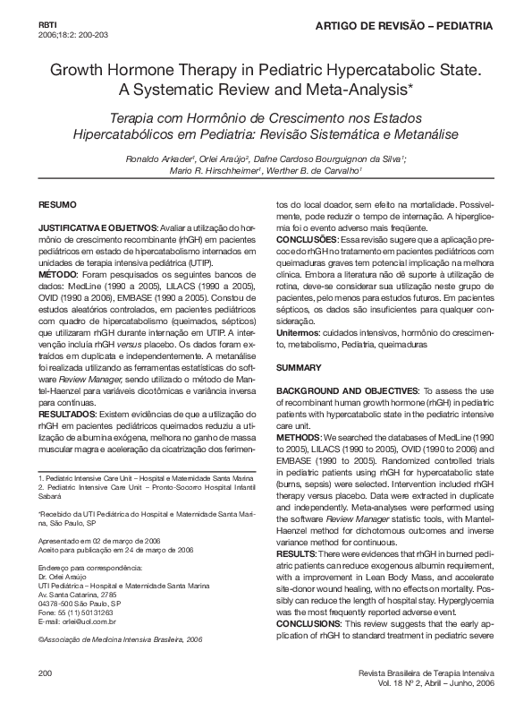 (PDF) Growth hormone therapy in pediatric hypercatabolic state: a ...